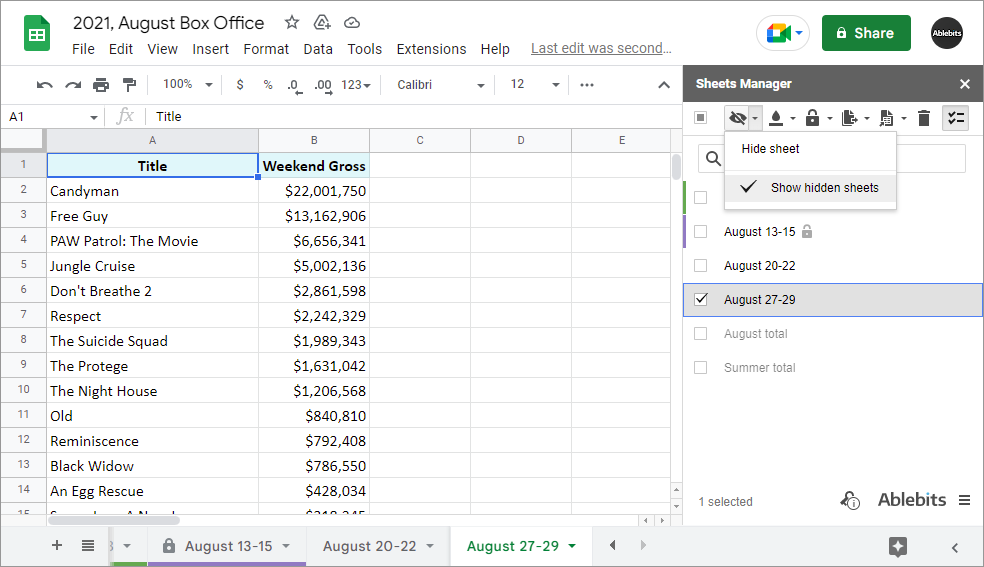 Handle Multiple Selected Google Sheets In One Go