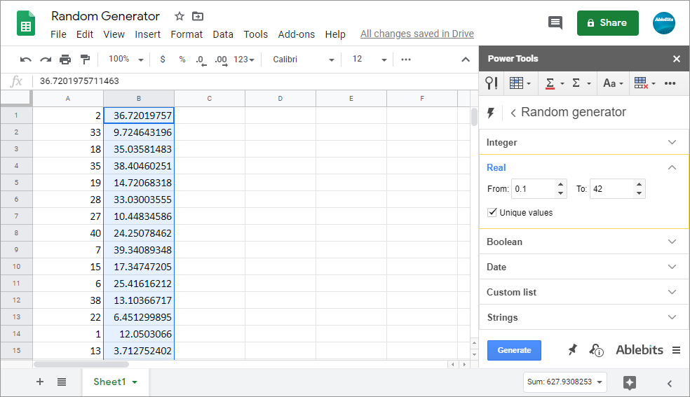 Generate Random Values In Google Sheets