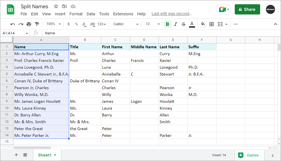Formula free Way To Separate Names In Google Sheets