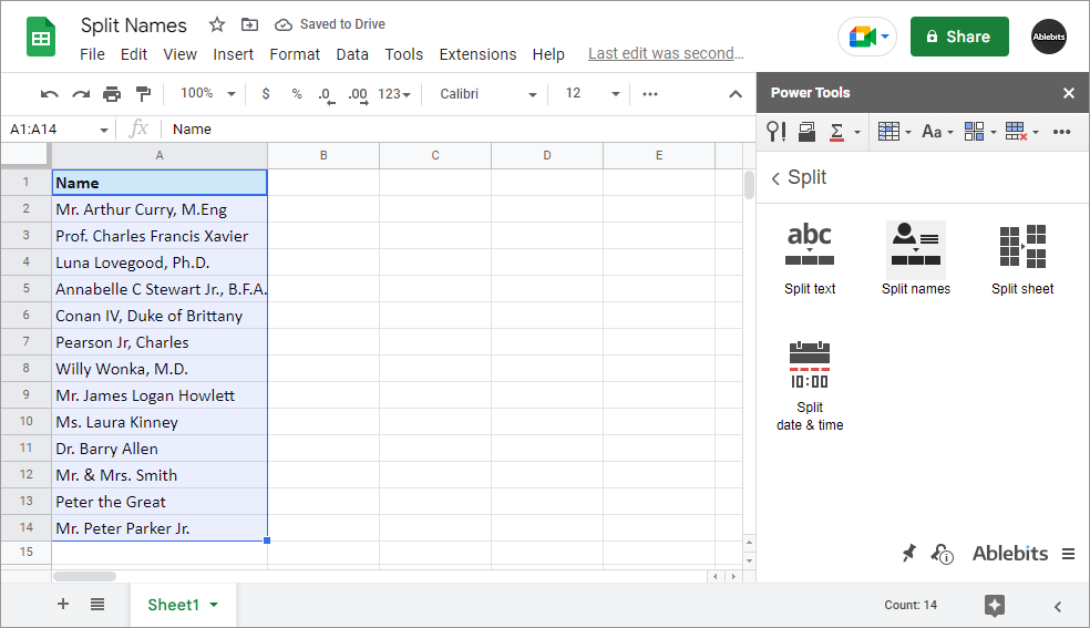 Formula free Way To Separate Names In Google Sheets