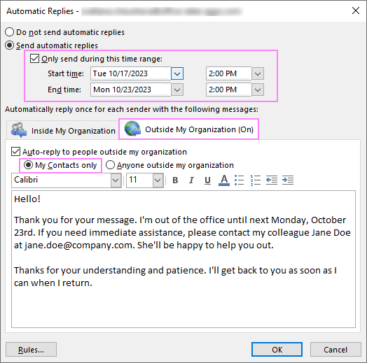How To Set Auto Out of office Message In Outlook