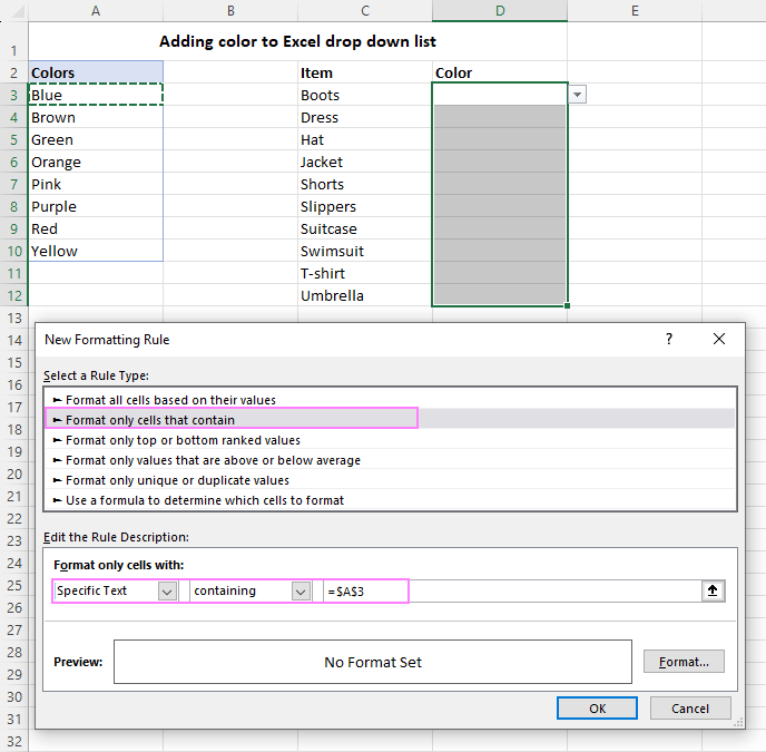 How To Create Colored Drop Down List In Excel And Google Sheets