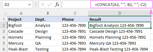 Excel CONCAT Function String Concatenation Examples