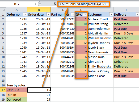 How To Count By color And Sum By color In Excel 2016 2019 And 2013