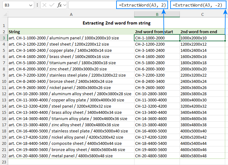 Extract First And Last Word From Text String Using Excel
