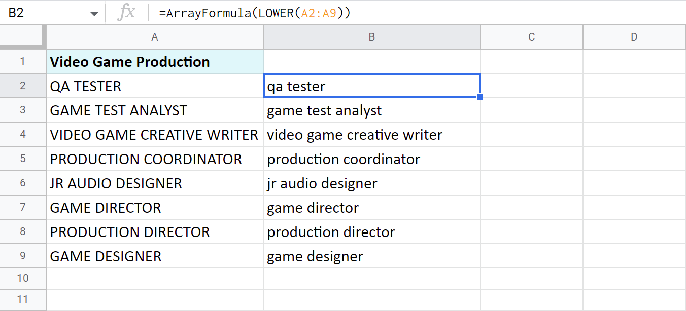Change Text Case In Google Sheets