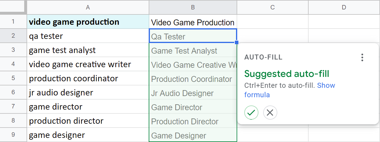 Change Text Case In Google Sheets