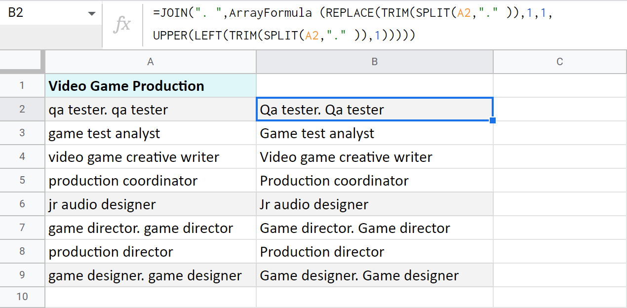 Change Text Case In Google Sheets