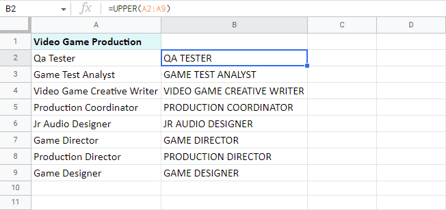 Change Text Case In Google Sheets
