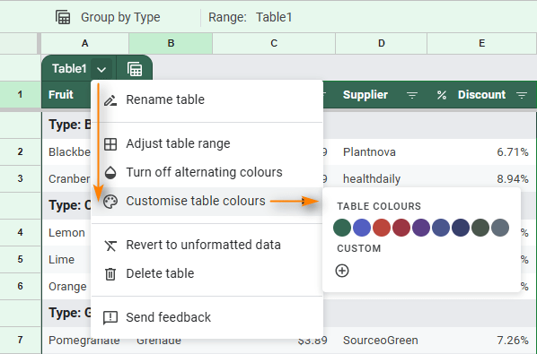 Only guide you need to make a table in Google Sheets