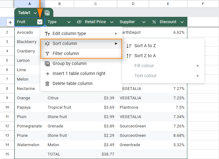 Only guide you need to make a table in Google Sheets