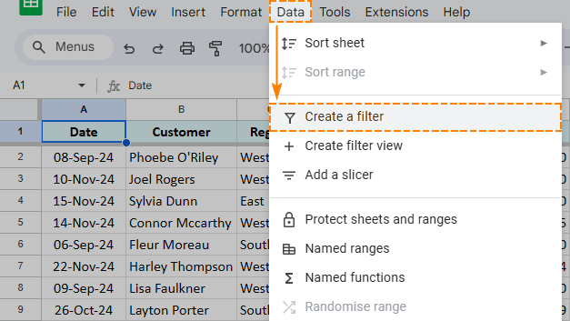 How to filter data in Google Sheets: user-friendly tutorial