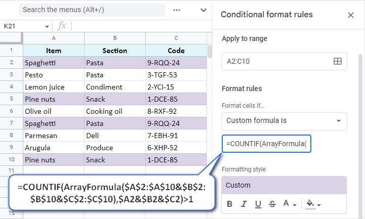 Highlight Duplicates In Google Sheets Conditional Formatting Vs Add on