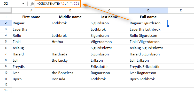 Merge cells in Google Sheets without losing data