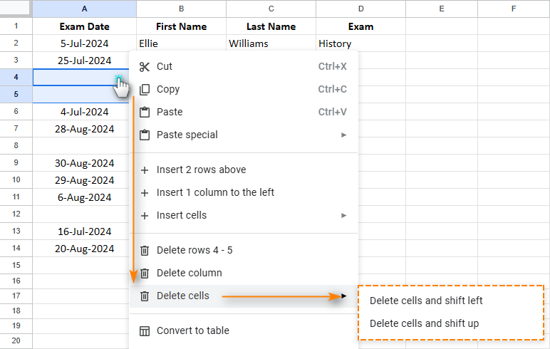 5 simple ways to delete empty rows & cells in Google Sheets