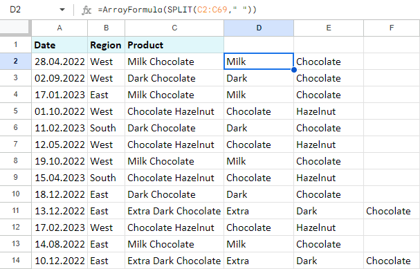 3 easy ways to split cells in Google Sheets to multiple columns