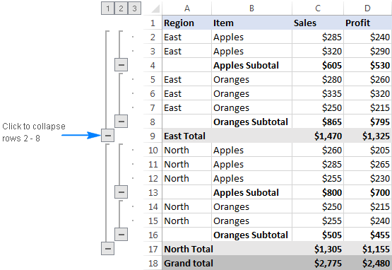 Excel Group Rows Automatically Or Manually Collapse And Expand Rows Ablebits