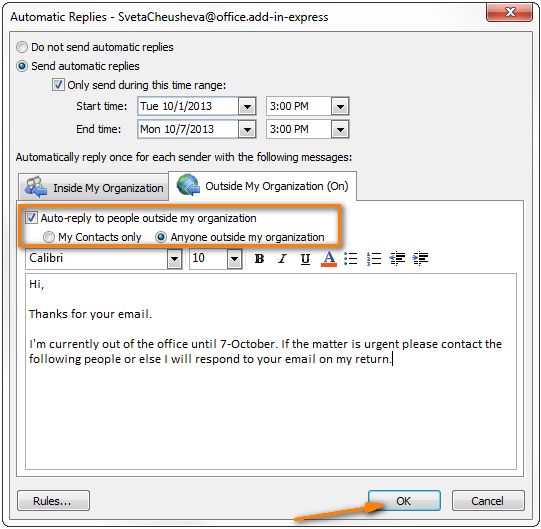 Windows 8 Microsoft Outlook Auto Reply Out Of Office Lasopahot