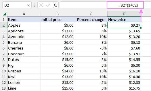 Calculating Percentage Change Formula iezPicz Web 