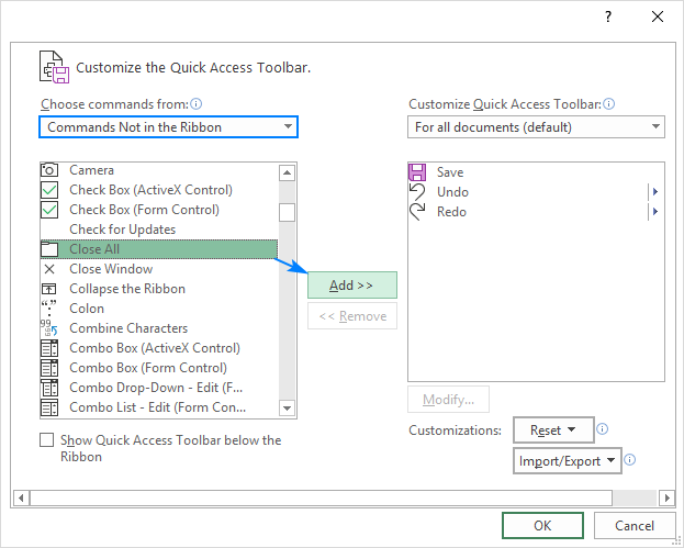 Quick Access Toolbar In Excel How To Customize Move And Reset