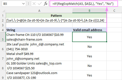 Excel Regex Match Strings Using Regular Expressions