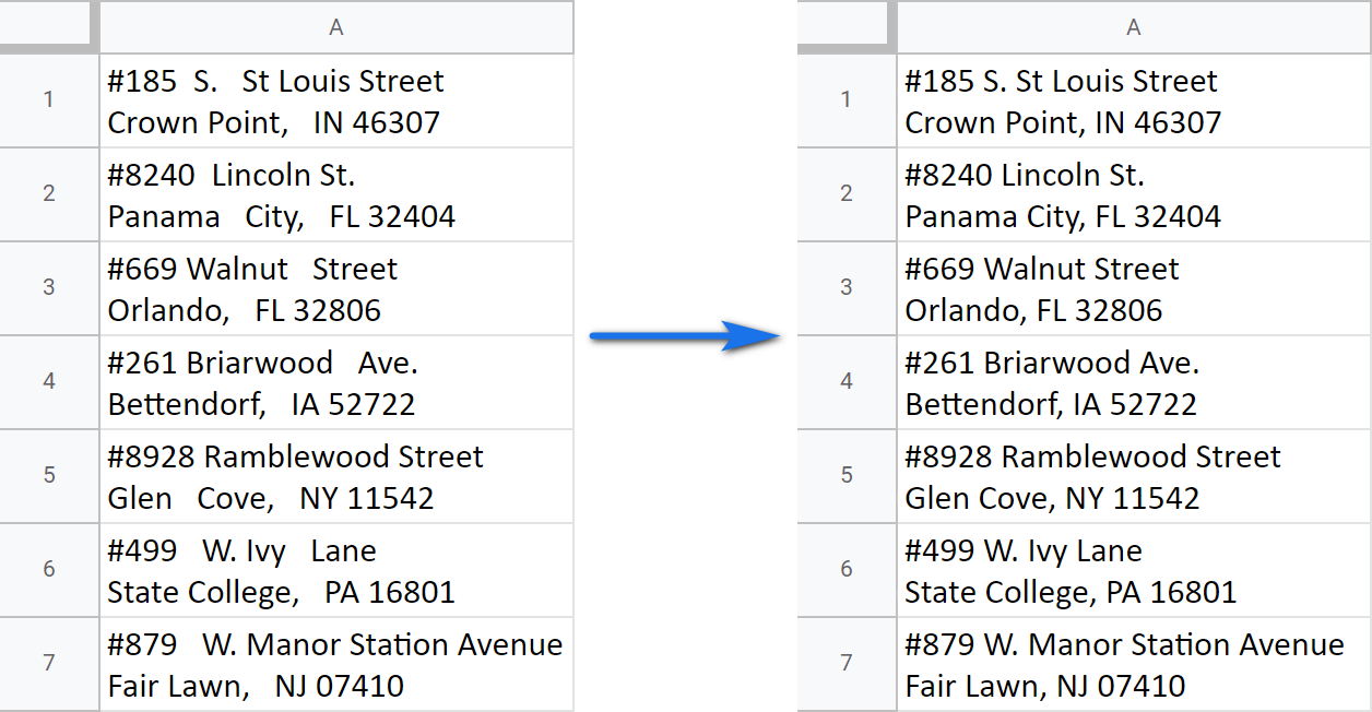 Remove Whitespaces And Other Characters Or Text Strings In Google Sheets From Multiple Cells At Once
