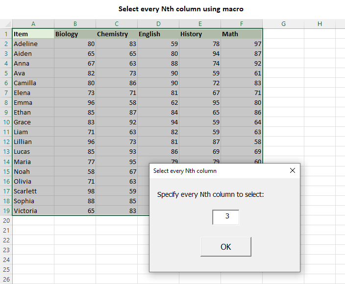 How To Select Every Other Or Every Nth Column In Excel