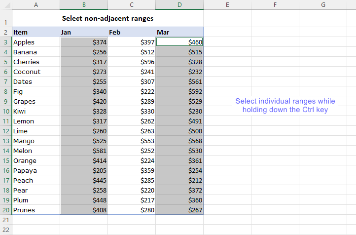 How To Select Multiple Cells In Excel Non Adjacent Visible With Data