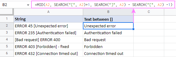 Extract Text Between Two Characters In Excel And Google Sheets