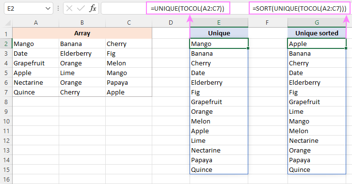 Excel TOCOL Function To Convert Range To Single Column