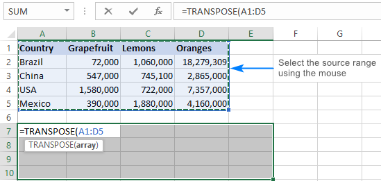 TRANSPOSE Function In Excel Rotate Columns To Rows Ablebits