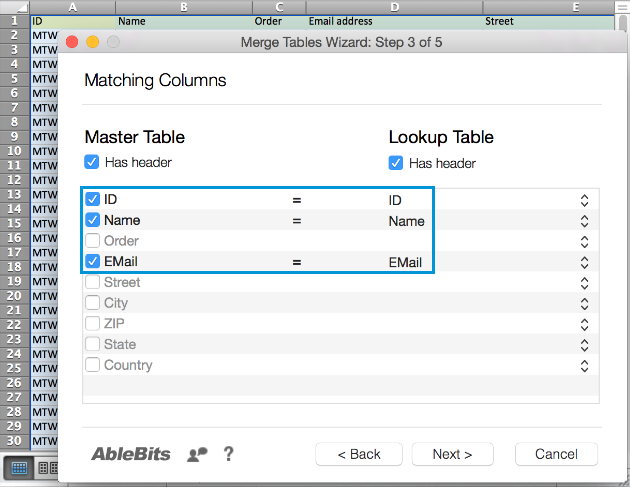 How to use Merge Two Tables app in Excel for Mac