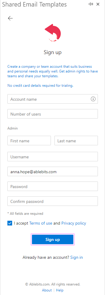 Create and manage a company or team account