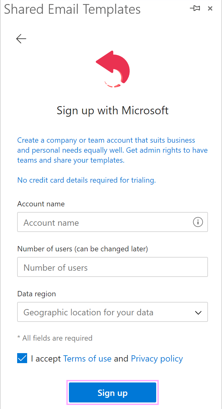 Create and manage a company or team account