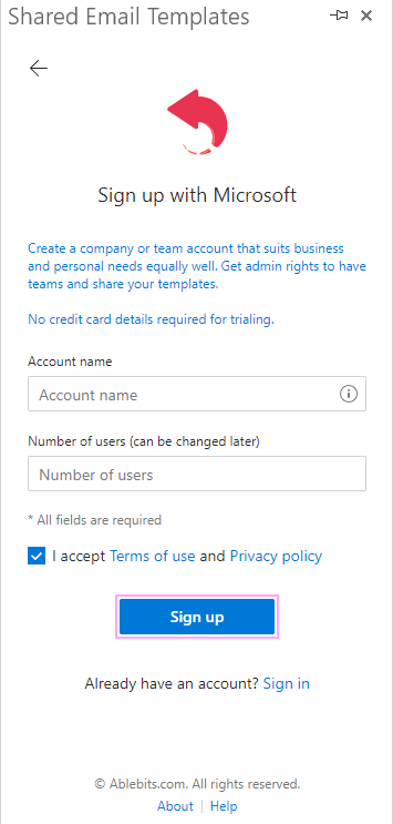 Create and manage a company or team account
