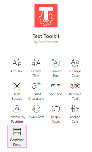 Combine Rows With Text Toolkit For Microsoft Excel