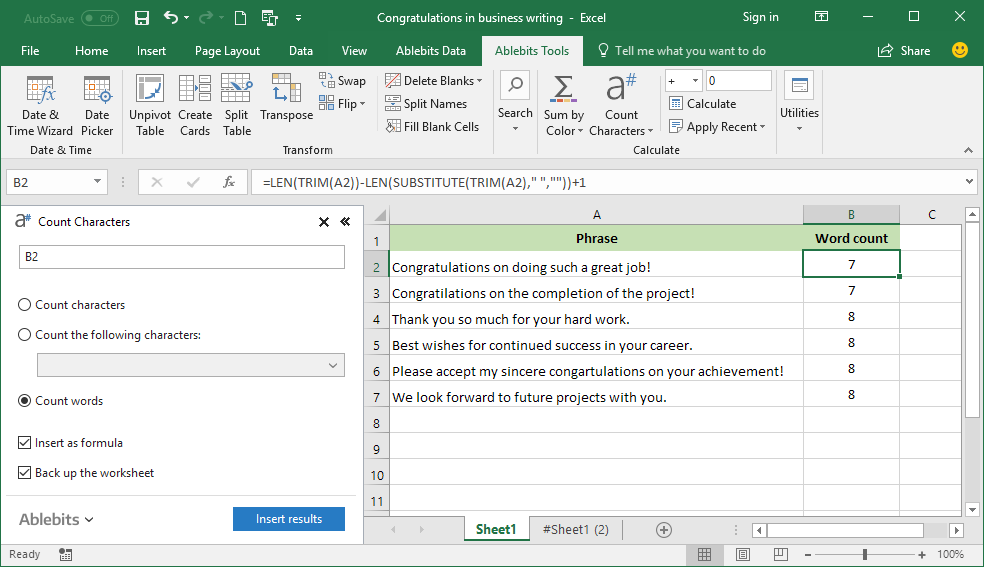 Count Characters And Words In Excel