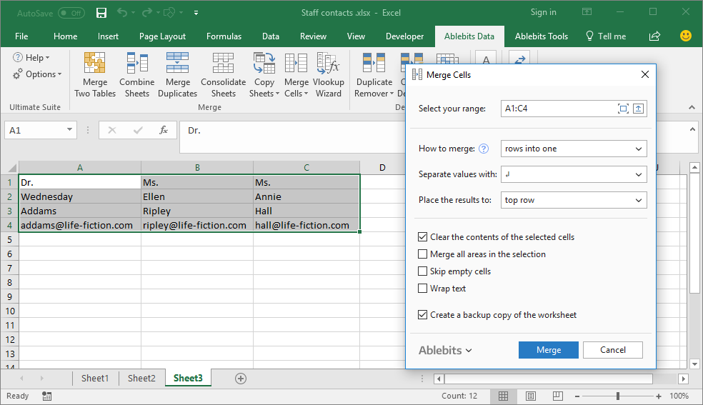 Excel Merge Cells Combine Columns And Rows In Excel 2016 2013 2007