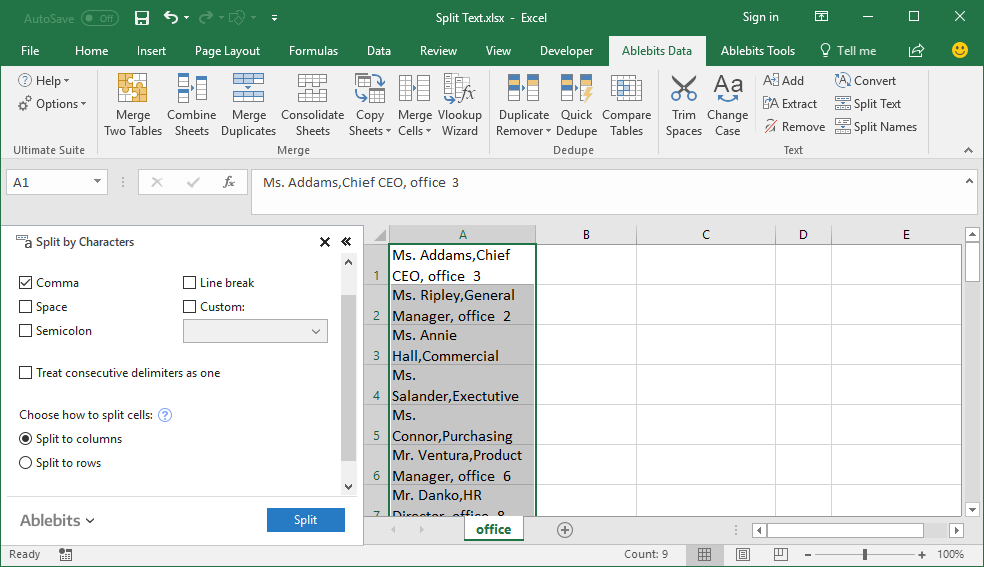 How To Split Text In Excel Using Formula
