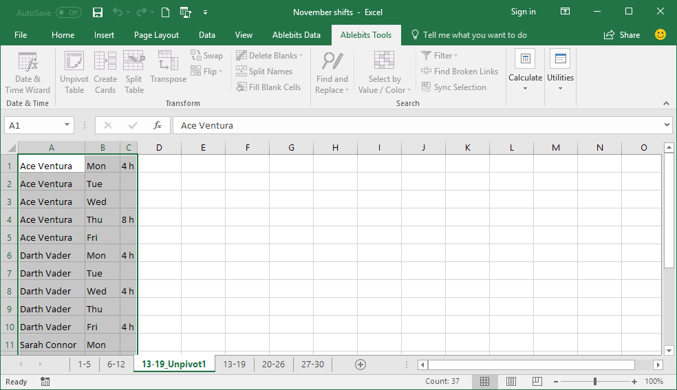 Unpivot Excel Tables Easily Convert A Crosstab Table To A Flat List