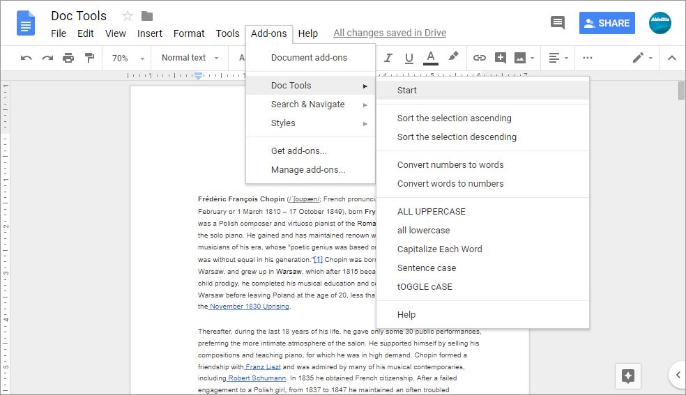 Doc Tools For Google Docs