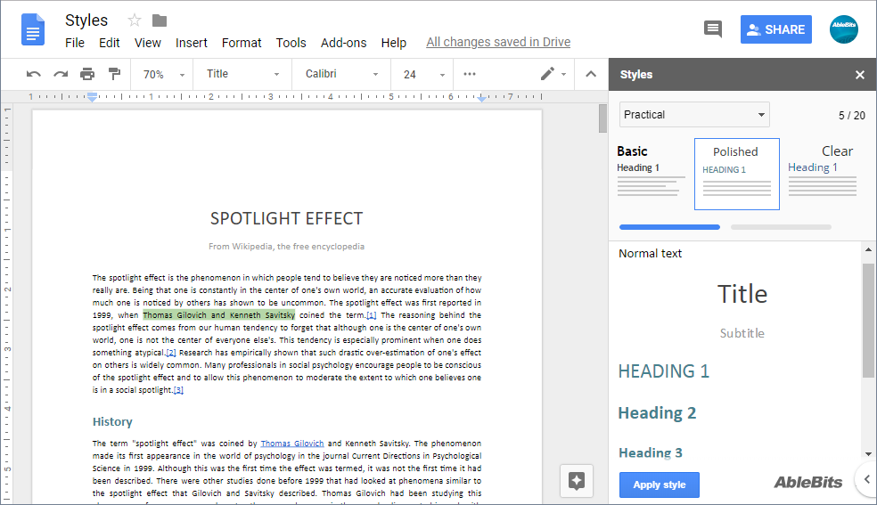 Styles For Google Docs