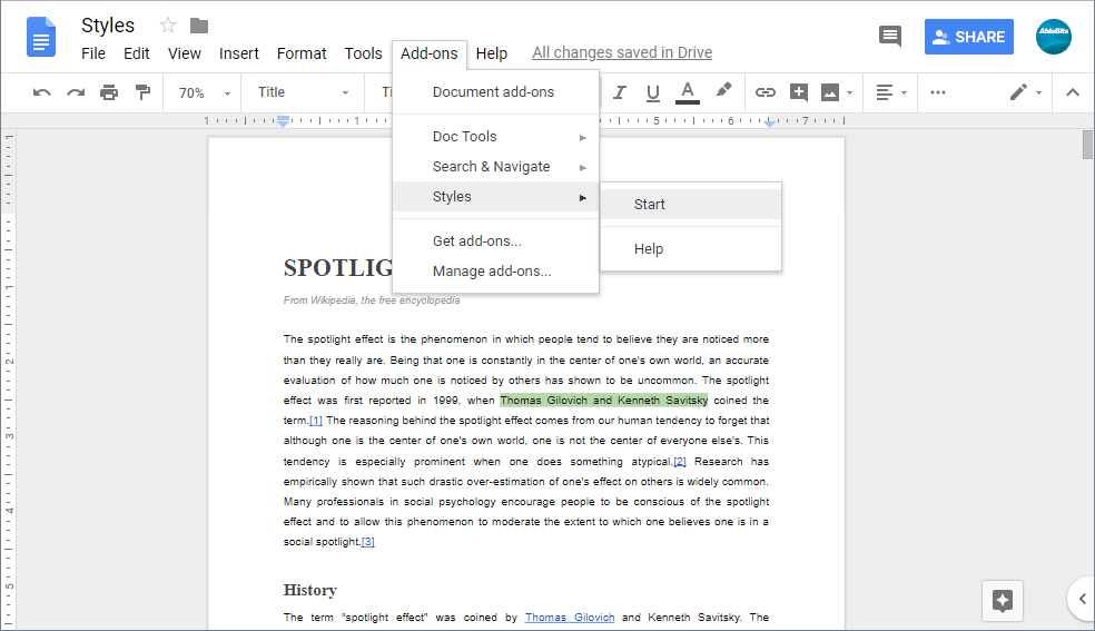 Styles For Google Docs