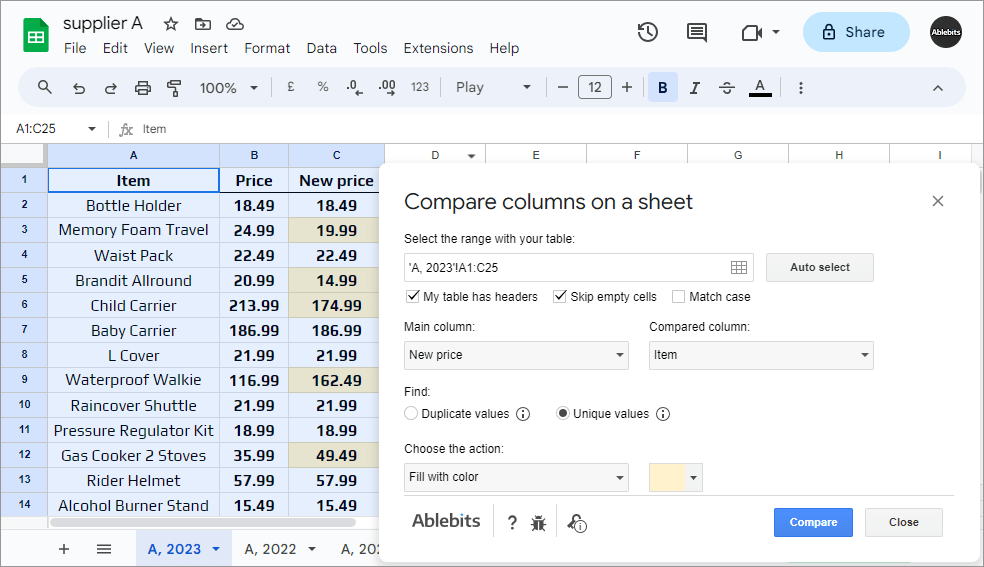 Compare Google Sheets For Differences Duplicates And Unique Records