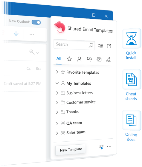 Outlook email templates: shared, personalized, easy customizable